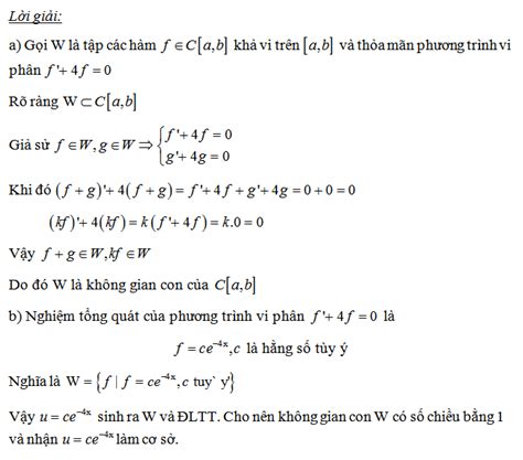Bài tập không gian vecto con có lời giải Xem phát hiểu luôn