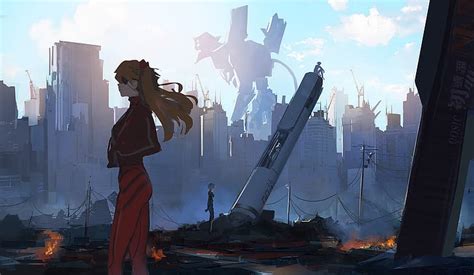 惣流アスカ・ラングレー、 新世紀エヴァンゲリオン、 Evaユニット02、 アニメ、 アニメの女の子、 綾波レイ、 Qosic、 Hd