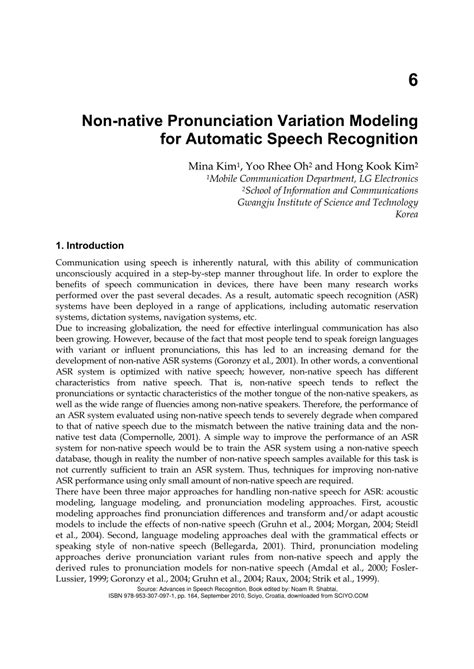Pdf Non Native Pronunciation Variation Modeling For Automatic Speech Recognition