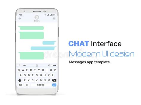 Realistic Smartphone With Chat Interface Messaging App Stock Vector