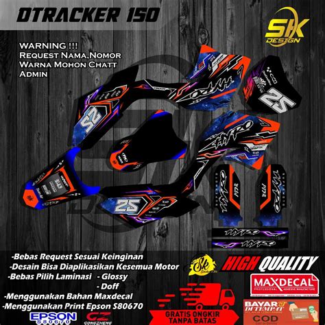 Jual DC 506 DECAL STICKER FULLBODY MOTOR DTRACKER 150 DESAIN MOTIF VARIASI KEREN TERBARU FREE