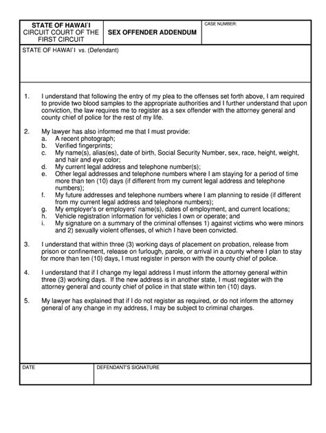 Sex Offender Addendum Fill Out And Sign Online Dochub