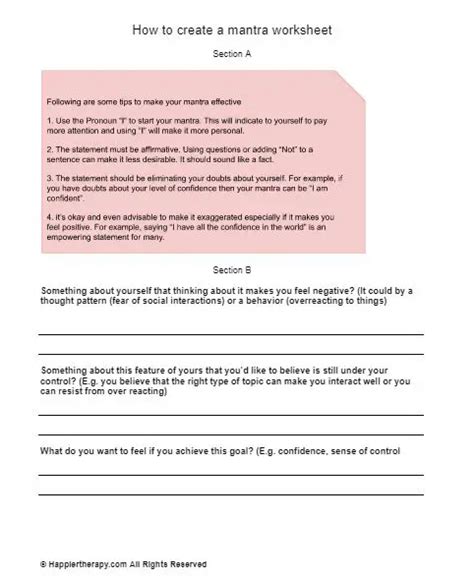 How To Create A Mantra Worksheet Happiertherapy