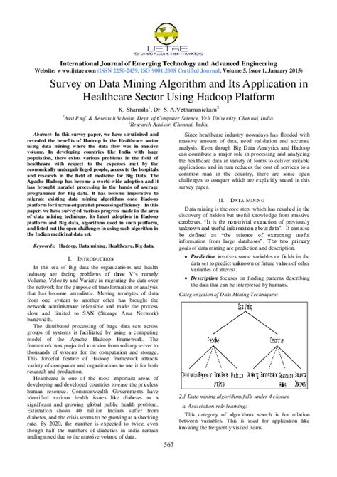 Pdf Survey On Data Mining Algorithm And Its Application In Healthcare