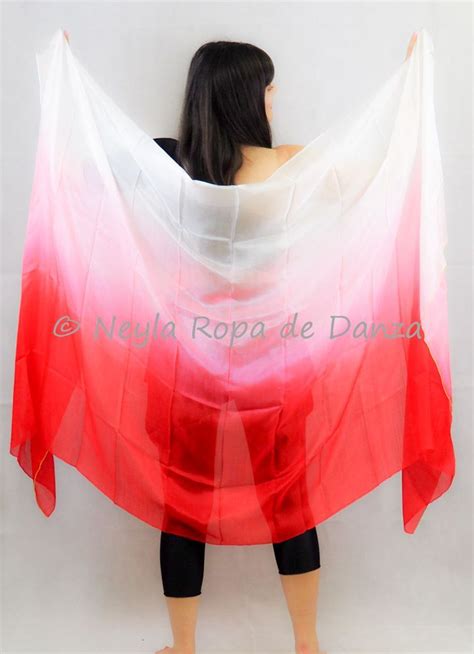 Gradient Red Silk Veil Neyla Dancewear Belly Dance Costumes