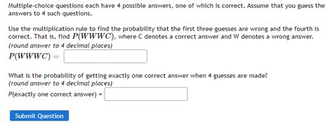 solved multiple choice questions each have 4 possible