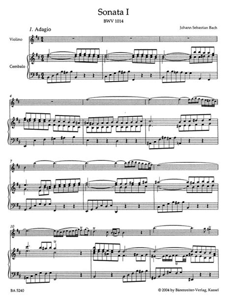 Partitions Bach Js 6 Sonates Bwv 1014 1019 Violon Et Clavecin