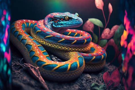 Premium Ai Image Illustration Of A Tropical Rainforest With Green Snake