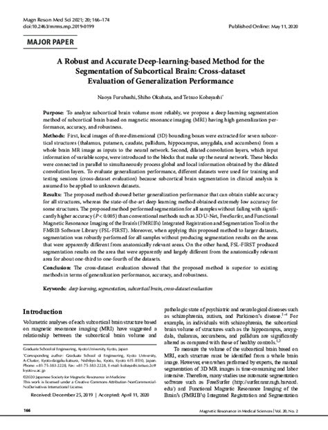 pdf a robust and accurate deep learning based method for the segmentation of subcortical brain