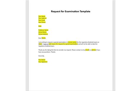 Editable Request For Examination Template Request For Examination