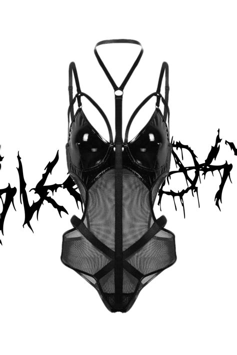 Leather And Mesh Lace Bodysuit Shopperboard