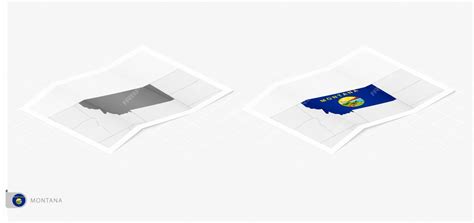 Premium Vector Set Of Two Realistic Map Of Montana With Shadow The
