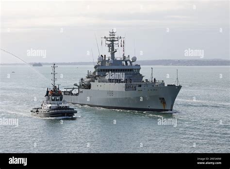 The Royal Navy Survey Vessel HMS ENTERPRISE H88 Arriving At The Naval