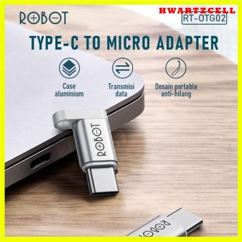 Jual Robot Converter Tipe C To Micro USB Android RT OTG02 ORIGINAL Shopee Indonesia