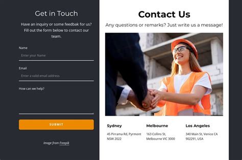 Contact Us Block On Dark Background Website Design By Nicepage