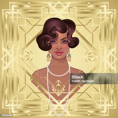 복고풍 패션 이십대의 매력적인 소녀 벡터 그림입니다 플래퍼 20의 스타일 빈티지 파티 초대 디자인 템플릿입니다 1920 1929 년에 대한 스톡 벡터 아트 및 기타 이미지