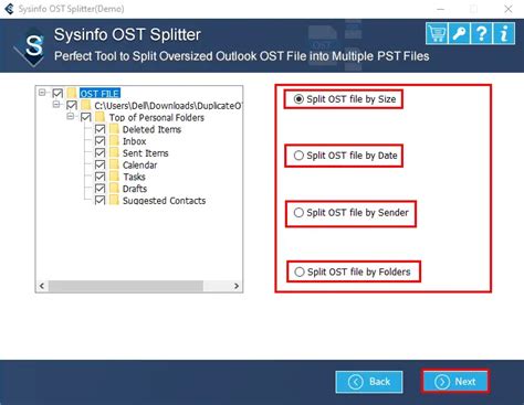 OST Splitter To Split Large OST Files Into Small Parts