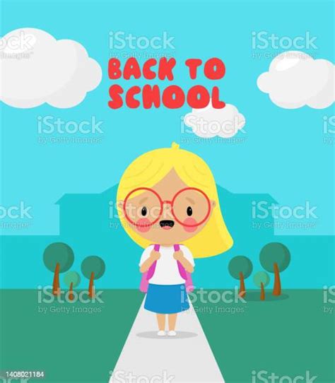 귀여운 소녀와 함께 학교 배너로 돌아 가기 만화 스타일의 벡터 일러스트레이션 감정에 대한 스톡 벡터 아트 및 기타 이미지 감정 교육 다중 색상 Istock