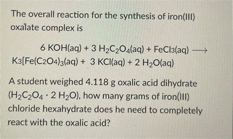 Answered The Overall Reaction For The Synthesis… Bartleby