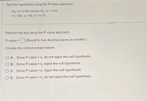 Solved Test The Hypothesis Using The P Value Chegg