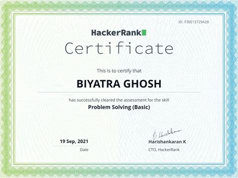 Biyatra Ghosh On Linkedin Hackerrank Problemsolvingskills Certification