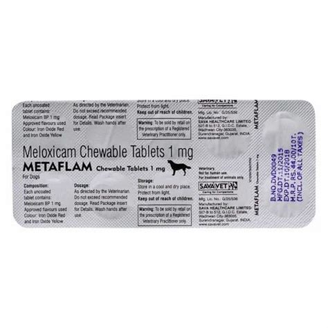 Metaflam 1mg Chewable Tablets Meloxicam At Rs 190stripe Melonex