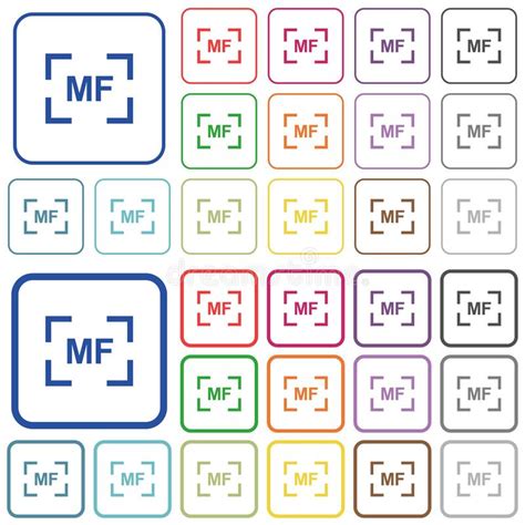 Camera Manal Focus Mode Outlined Flat Color Icons Stock Vector