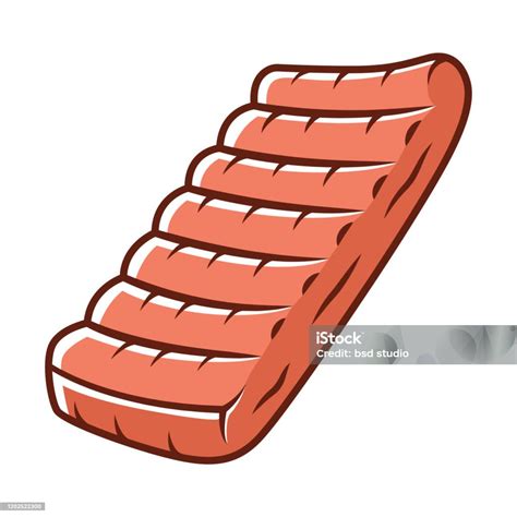 갈비 색상 아이콘입니다 정육점 고기 육류 생산 및 판매 점심과 바베큐 재료 단백질 공급원 도살사업 격리 벡터 일러스트레이션 갈비