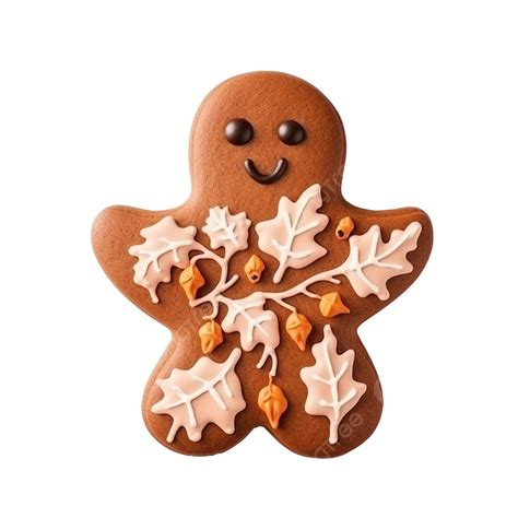 Gingerbread Ghost For Halloween Decorated With Autumn Leaves