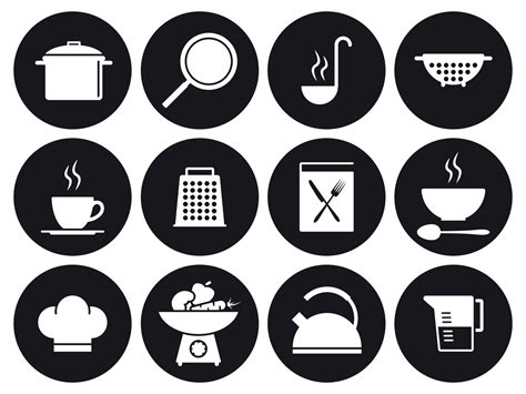 Cooking And Kitchen Icons White On A Black Background 17735141 Vector