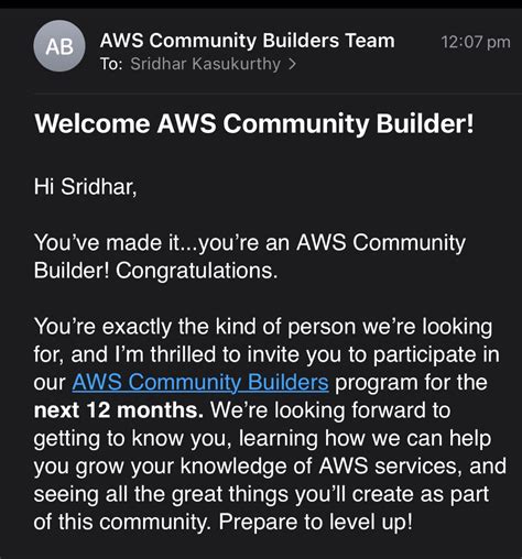 sridhar kasukurthy on linkedin aws community communitybuilder
