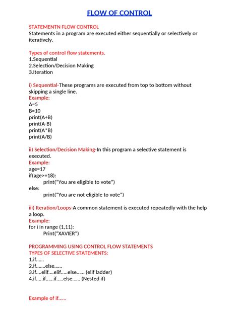 1flow Of Control Pdf Control Flow Computer Programming