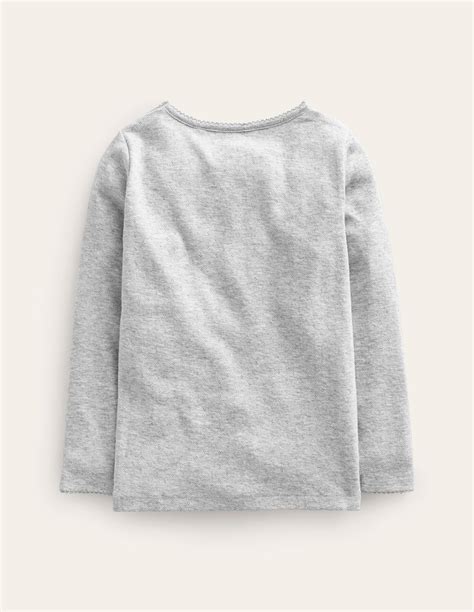 Long Sleeve Pointelle Top Grey Marl Boden Uk