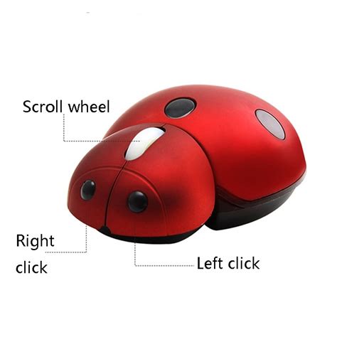 Cm0184 3000 Dpi 3 Keys Mini Ladybug 24g Wireless Mouse Personalized