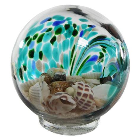 Small Sand And Shells Glass Globe Coastal Decor California Seashell