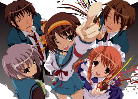 Safebooru Asahina Mikuru Book Brown Eyes Brown Hair Cardigan Confetti