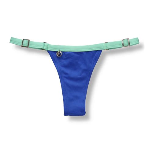 Veja Aqui Tanga Fany Bicolor Azul Cobalto Biquíni Liso Semi Fio