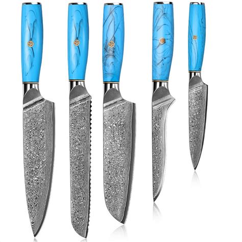 Kinglux Messer Set 5 Teilig Damaststahl Küchenmesser Chefmesser Set Mit