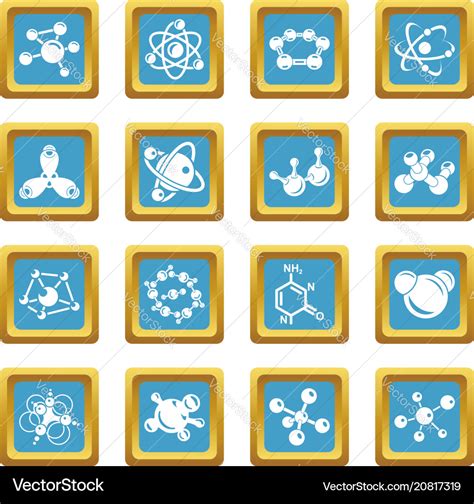 Molecule Icons Set Sapphirine Square Royalty Free Vector