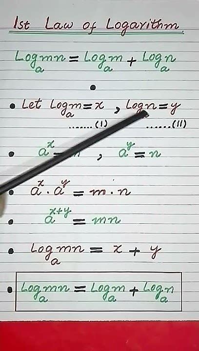 Prove 1st Law Of Logarithm Shorts Maths Logarithm Youtube