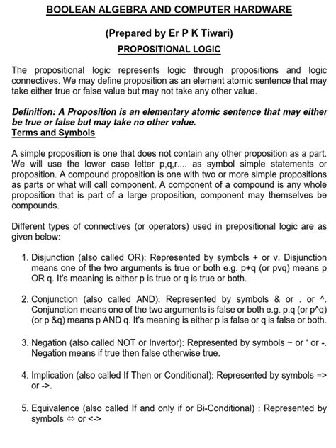 Boolean Algebra And Computer Hardware Pdf Boolean Algebra