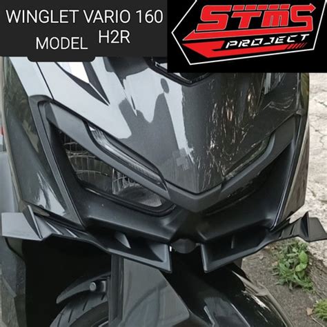 Jual HONDA VARIO 160 WINGLET H2R PLASTIC ABS STMS PROJECT BLACK GLOSY