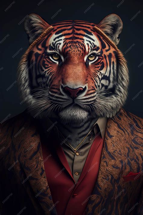 Premium Photo Tiger Dressed In A Formal Business Suit Anthropomorphic