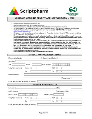 Fillable Online Fillable Online CHRONIC MEDICINE BENEFIT APPLICATION