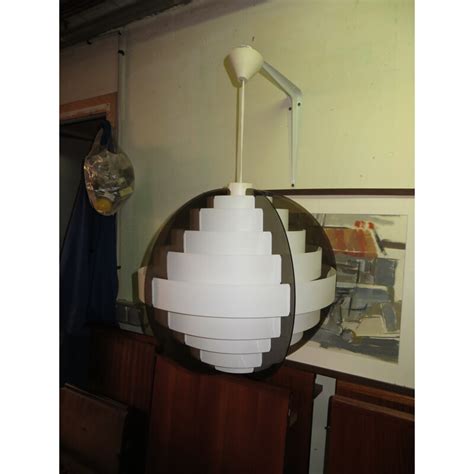 Plexiglass Ball Shaped Pendant Lamp By Morten Gotlter 1970s