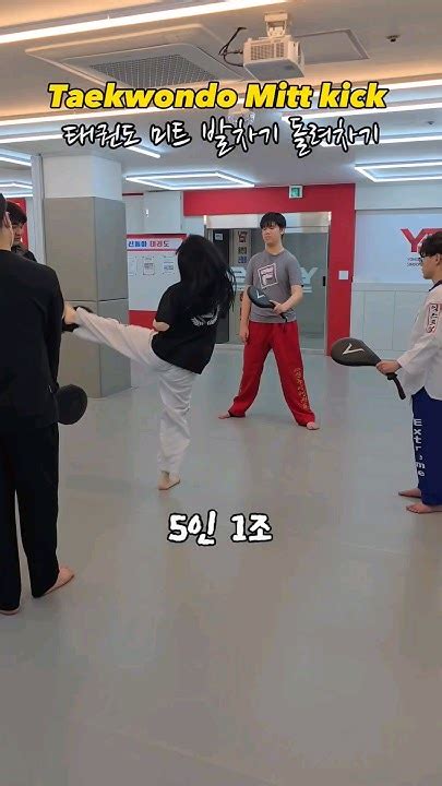 태권도미트 발차기 돌려차기 5인1조 빠르게 차기 훈련🔥 Taekwondo Mitt Kick Training Five Person Group Youtube