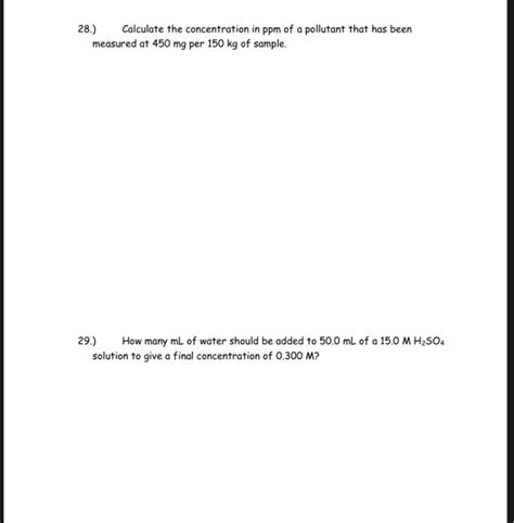 Solved 28 Calculate The Concentration In Ppm Of A Pollutant Chegg