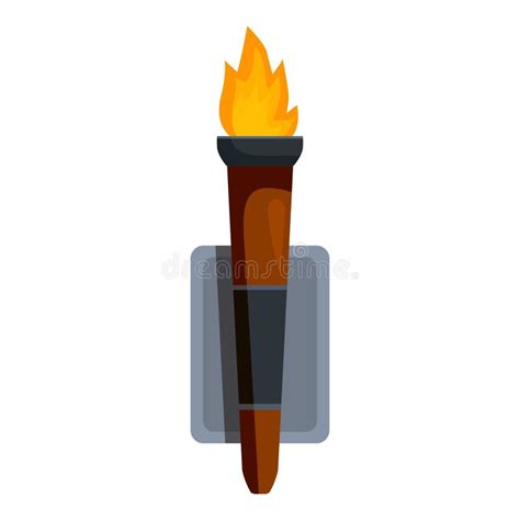 Wall Mounted Torch With Burning Fire Lighting The Way Stock Vector