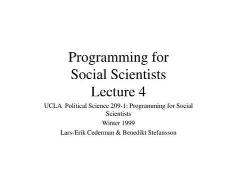 Ppt Programming For Social Scientists Lecture 4 Powerpoint Presentation Id6977653