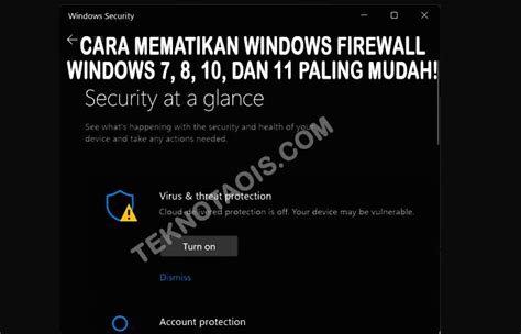 Cara Mematikan Windows Firewall Windows 7 8 10 Dan 11 Paling Mudah